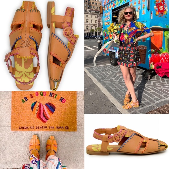 FARM Rio | Shoes | Farm Rio Brazil Whipstitch Palm Tree Sandals | Poshmark